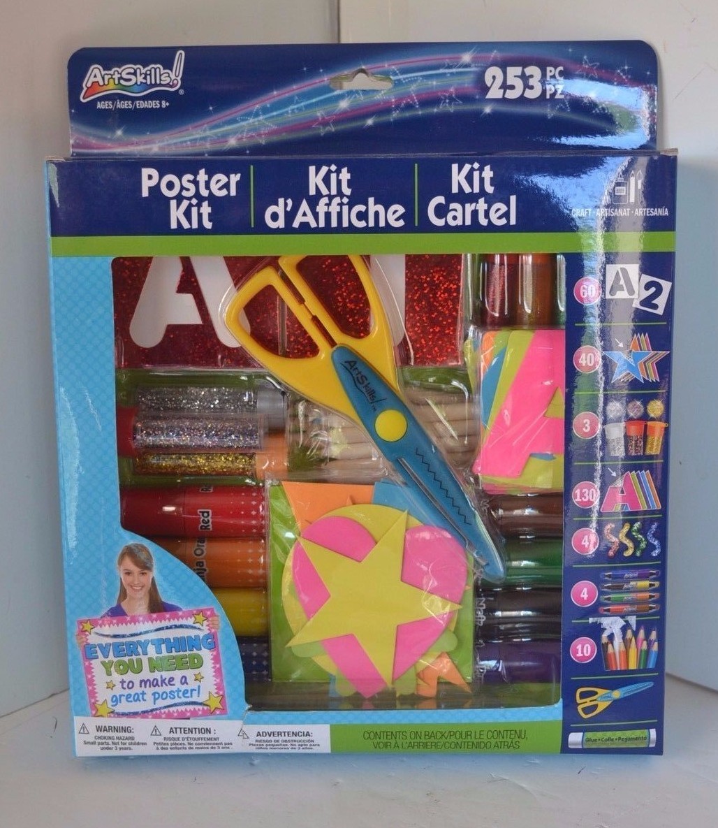 New Artskills PA1276 Poster Making Kit 253pcs- Scissors Glitter Glue | eBay