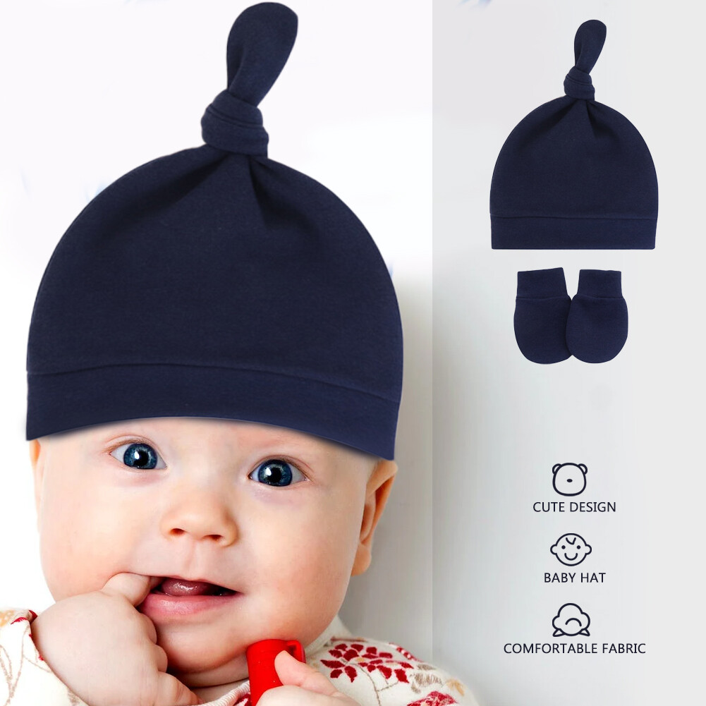 Baby Hat Set 0 To 1Y Soft With Gloves Boy Girl Nursing Solid Gift ...