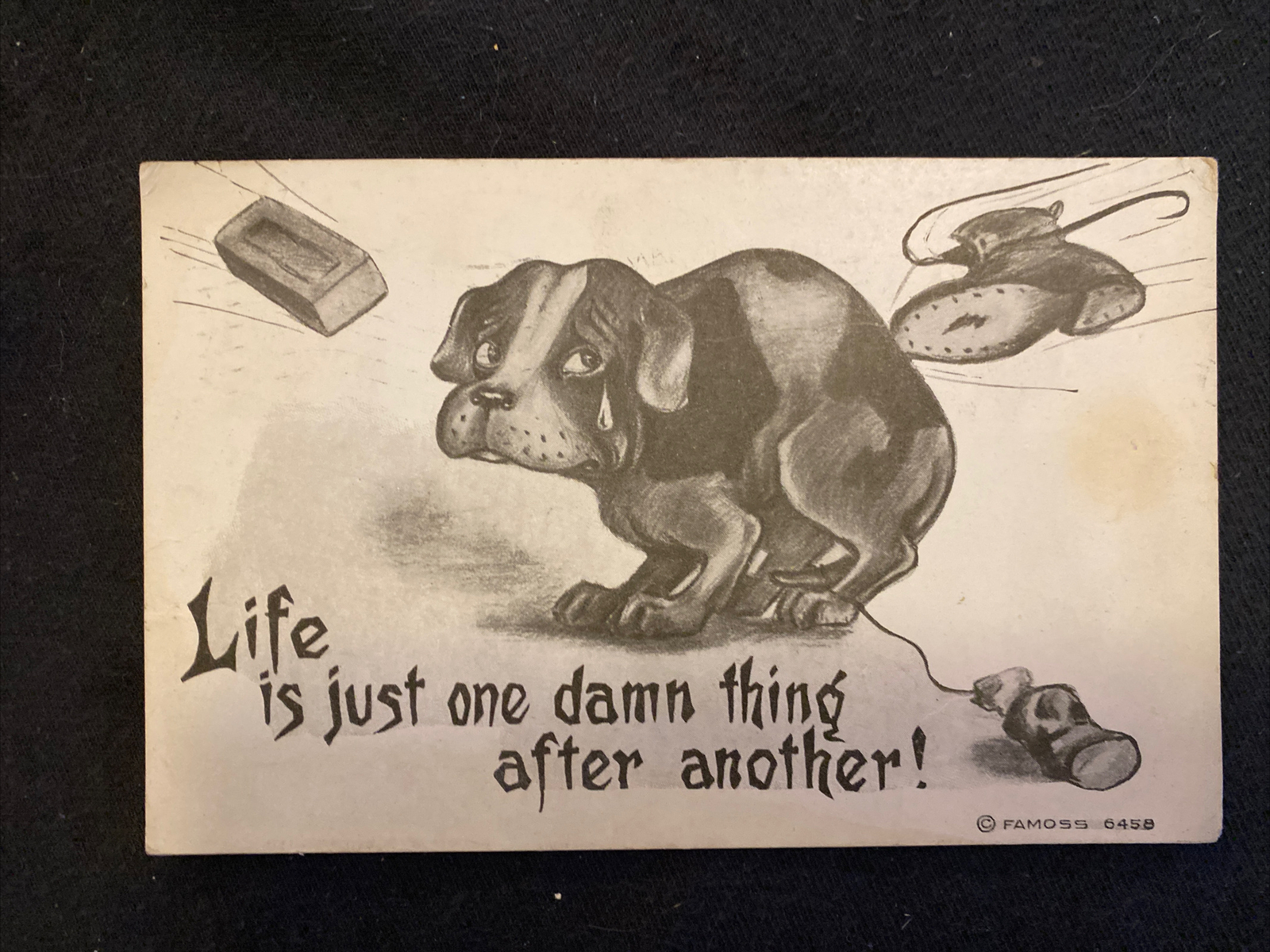 Vintage Postcard Sad Dog Life Is Just One Damn Thing After Another 1910 ...