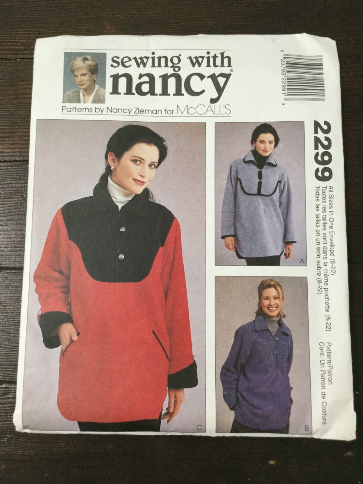 McCalls 2299 Vtg 90s Sewing with Nancy Pullover Top Loose-fit Size 8-22 ...