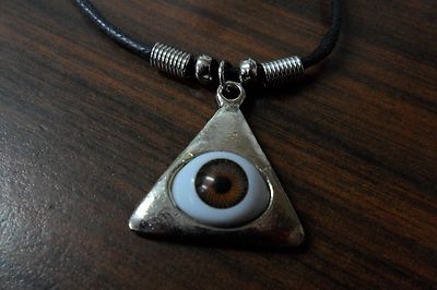 NEW Silver Pyramid Brown Eye Triangle Illuminati Pendant Necklace w ...