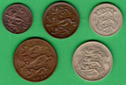 1929-35 Estonia lot of 5 coins 1, 2, 5, 10 and 20 Senti. Baltic State ...