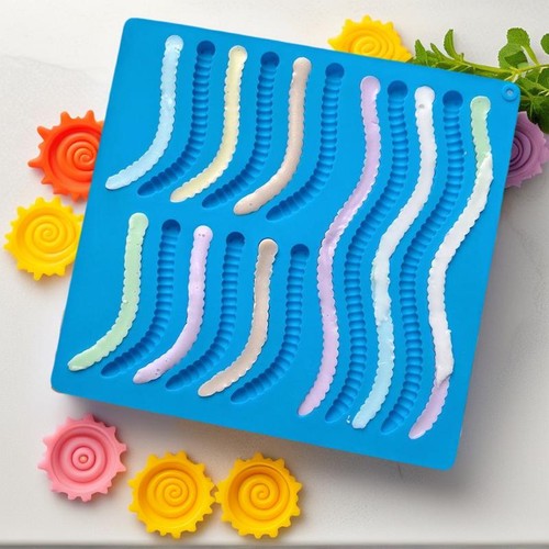 Worm Soft Candy Silicone Mold DIY Chocolate Candy Pudding Biscuit Ice ...