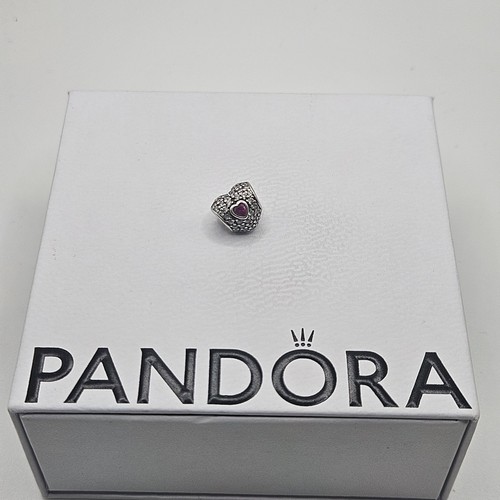 Genuine Pandora Pave In My Heart Pink Red Ruby Charm ALE 925 791168SRU | eBay UK