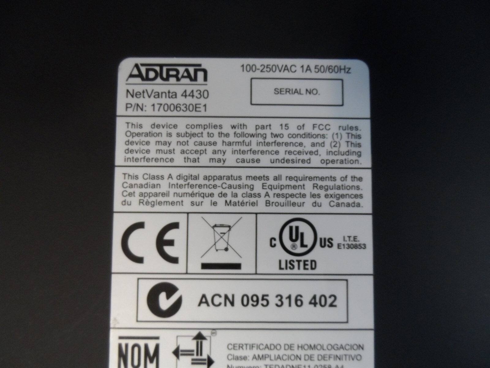 ADTRAN NetVanta 4430 3-Port Gigabit Wired Router (1700630E1) for sale ...