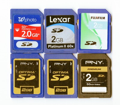 Lot Of 6x Miscellaneous Brands 2GB SD Camera Memory Cards | eBay