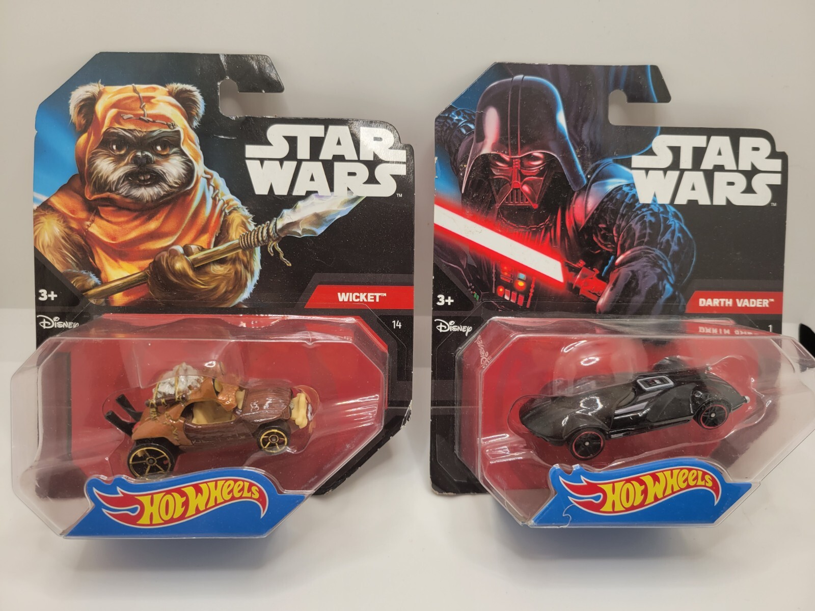 LOT of 2 Hot Wheels Star Wars 2014 Darth Vader & Wicket Die Cast Cars ...