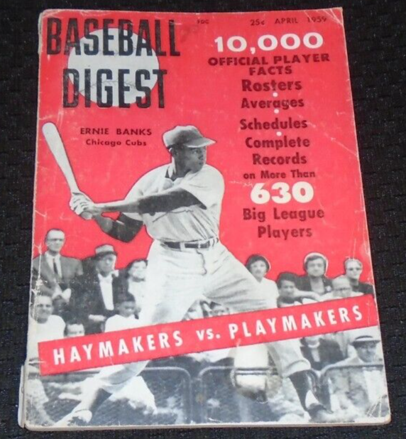 1959 MLB BASEBALL DIGEST MONTHLY MAGAZINE CHICAGO CUBS ERNIE BANKS ...