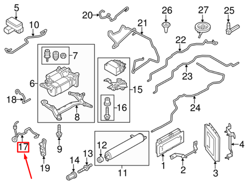 PORSCHE CAYENNE 92A Air Suspension Compressor Line 95835804502 NEW ...