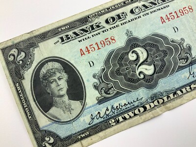 1935 Bank of Canada 2 Dollars Queen Mary Osborne Towers A Series Banknote BB937 | eBay