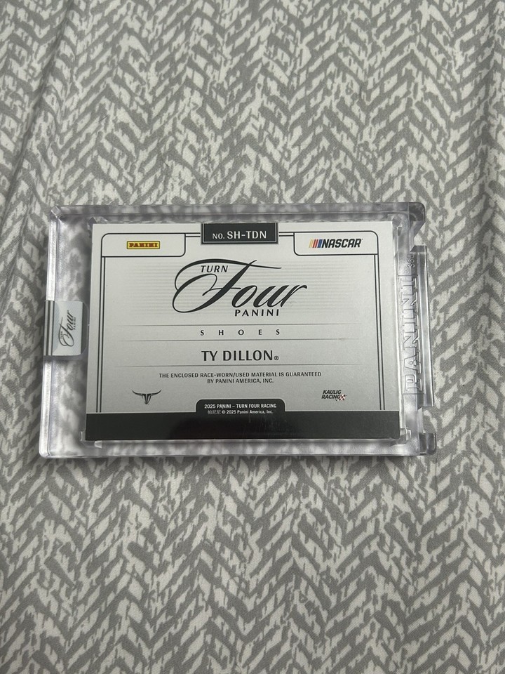 2025 Panini NASCAR Turn 4 Racing Ty Dillon Shoes Relic Platinum Blue 1/ ...