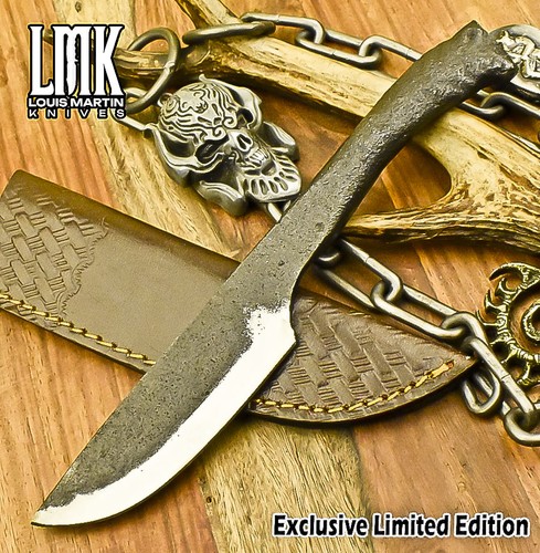 LMK Hand Forged Rail Road Knife 440C Steel Hammered Pattern EDC ...