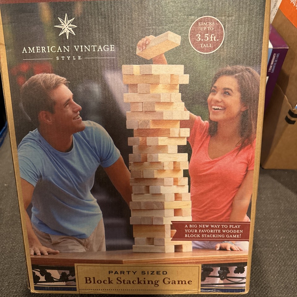 American Vintage Party Sized Wood Block Stacking Game Giant Blocks ...