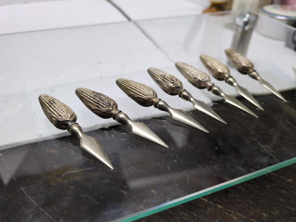 Vintage Set of 7 Webster Sterling Silver Corn on Cob Holders Original ...