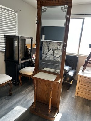 Midcentury Pulaski Hall Tree with Storage Bench and Hooks | eBay