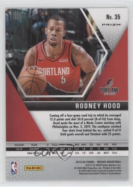 2019-20 Panini Mosaic Reactive Orange Prizm Rodney Hood #35 5y5 | eBay