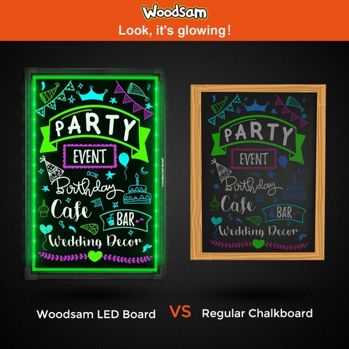 Woodsam LED Message Writing Board - 32"x24" Flashing Illuminated ...