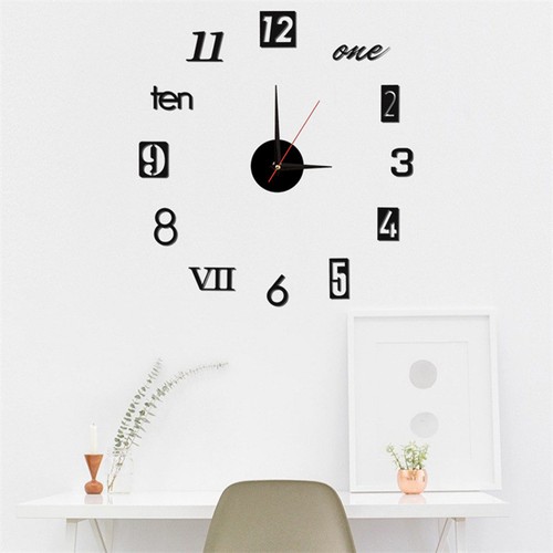 Wall Clock Decal Stereo Silent Decoration Unframed Wall Sticker Clock ...