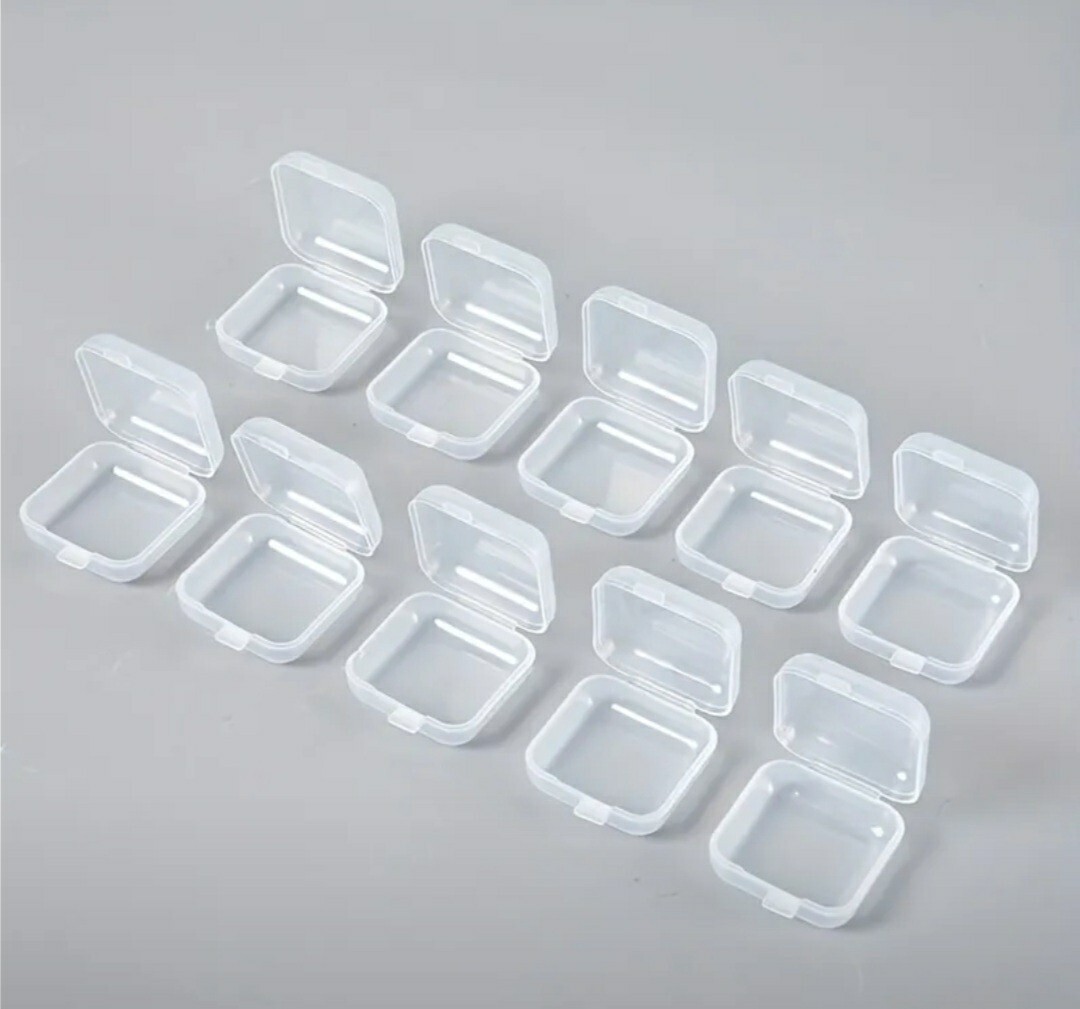 12 Mini Clear Plastic Small Craft Box Jewellery Ring Storage Case ...