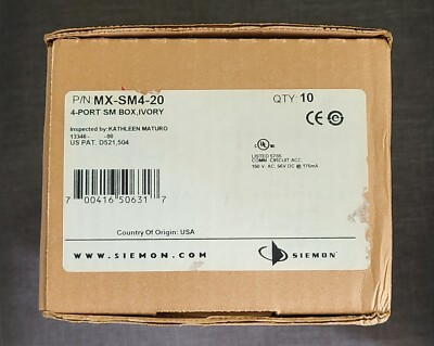 Siemon MX-SM4-20 Surface Mount Box, 4 Port, Ivory NEW BOX OF 10 | eBay