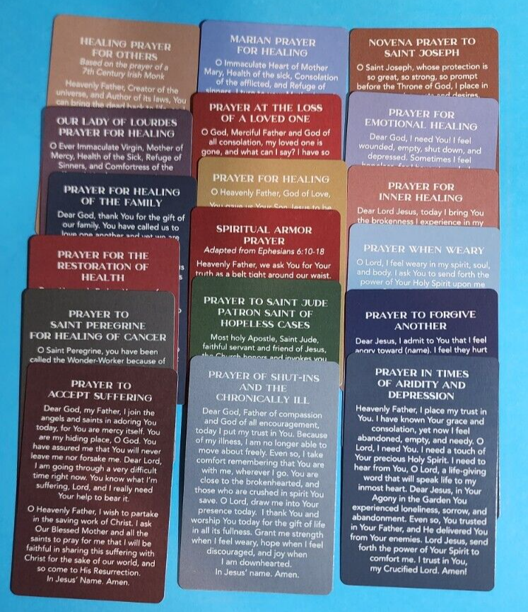 Prayers For Healing Holy Card Pack 54 Wallet Size Cards ( 18 Different ...