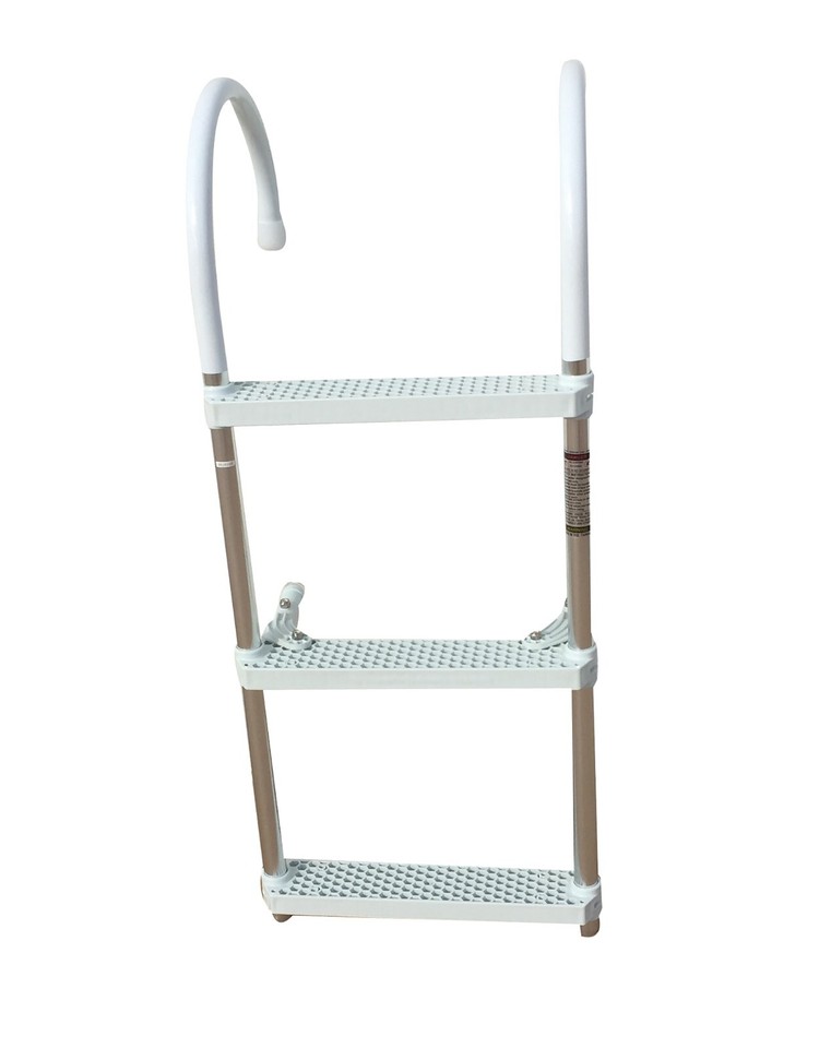 Marine Boat Aluminum White Polyethylene Swim Boarding 3 Step Ladder ...