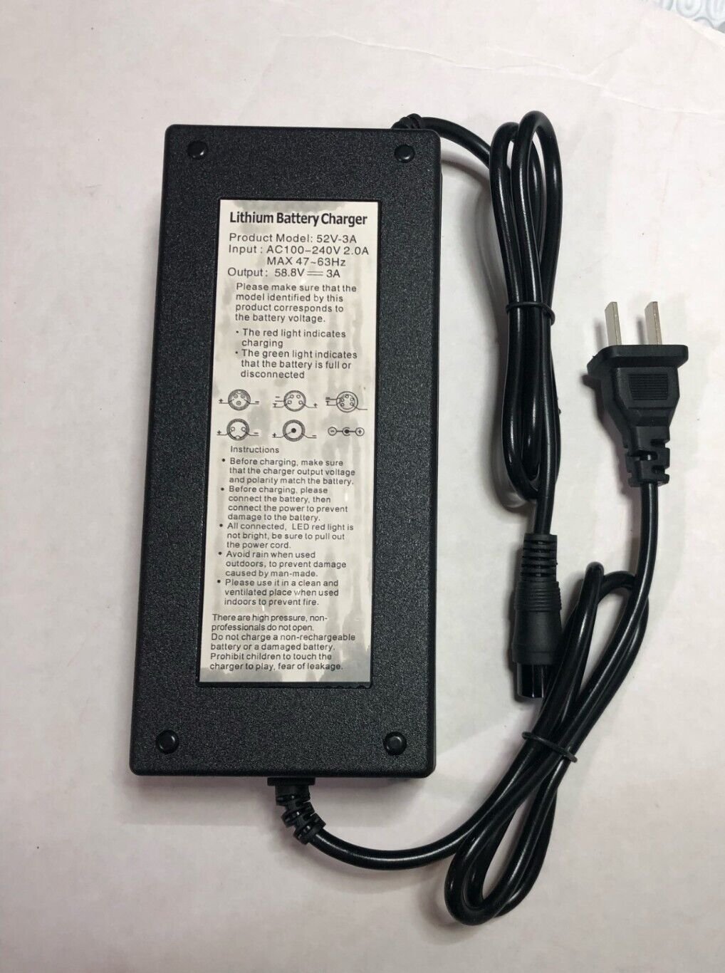 Electric scooter Charger for Appollo Ghost, Zero 10X, 52V 3A faster ...