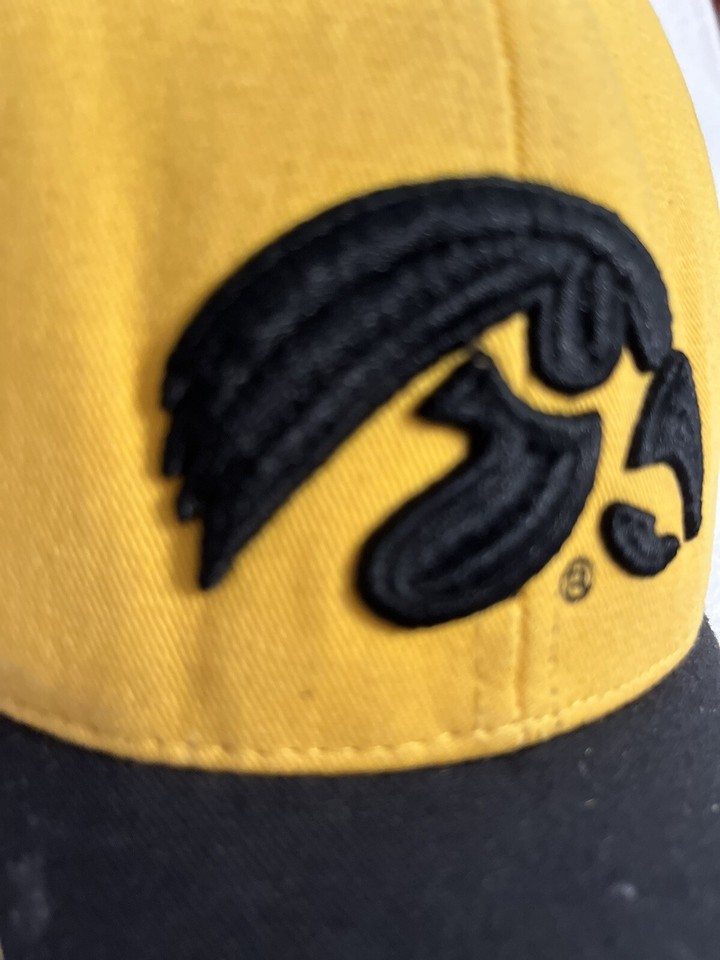 Hat Iowa Hawkeyes Ball Cap Embroidered Hawk Logo Patch Gold Black Adj ...