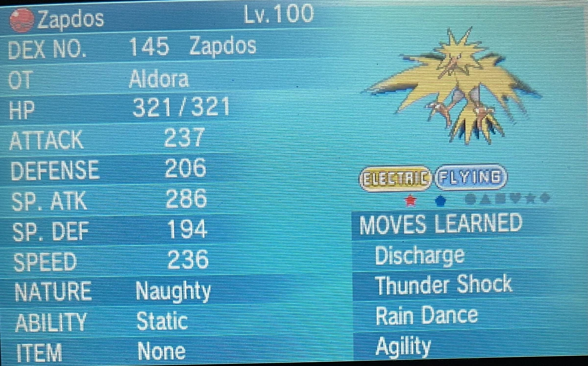 Shiny Zapdos Pokemon X