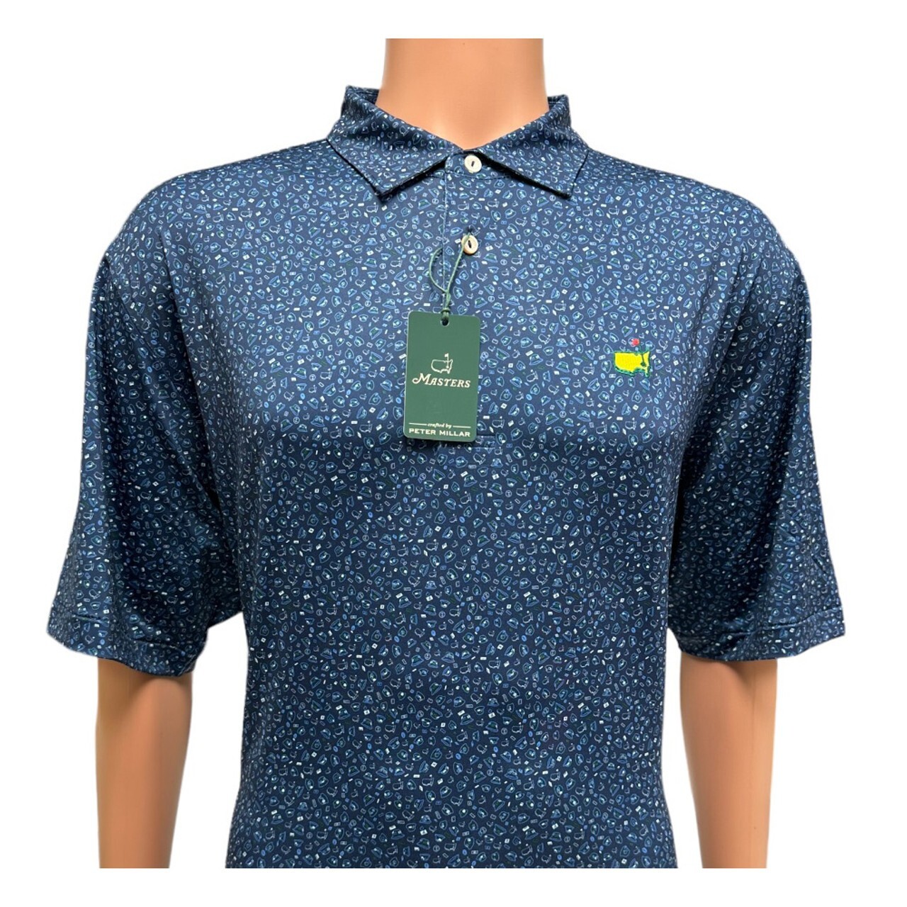 Masters Peter Millar 2025 Blue Patterned Performance Tech Polo | eBay