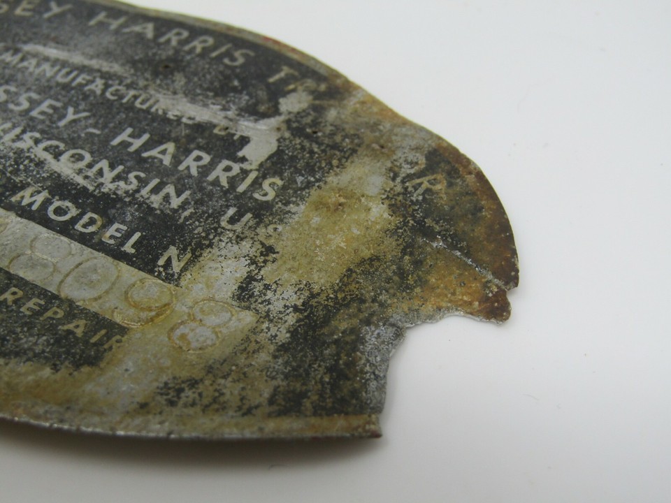 Vintage Massey Harris 44-GR Tractor Serial ID Data Plate Tag Metal ...