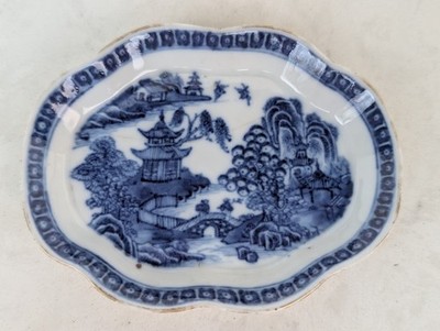 Rare 1785 Caughley porcelain Spoon tray dish blue & white Pagoda ...