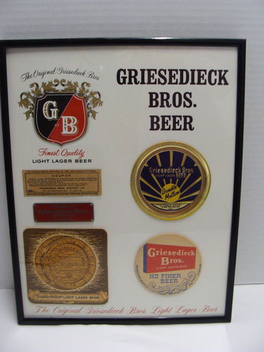 Griesedieck Bros Coasters Framed ~ GB Metal Name Plate ~ Pre ...