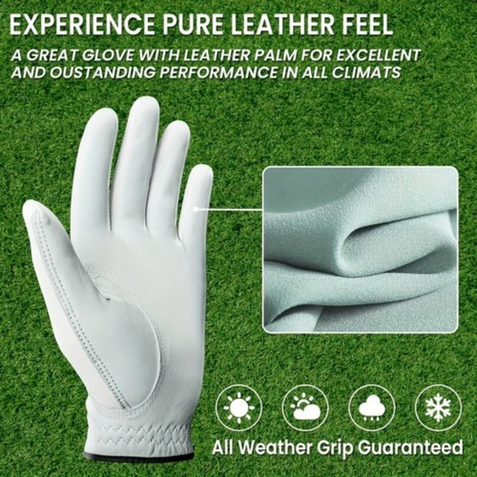 Men’s Golf Gloves for Left Hand 4 Pack, High Quality Leather Glove Soft ...