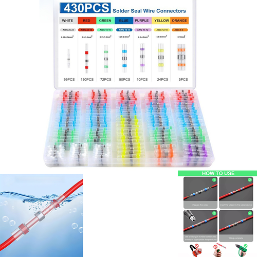 430PCS Heat Shrink Wire Connectors Kit Waterproof with Solder Ring for ...