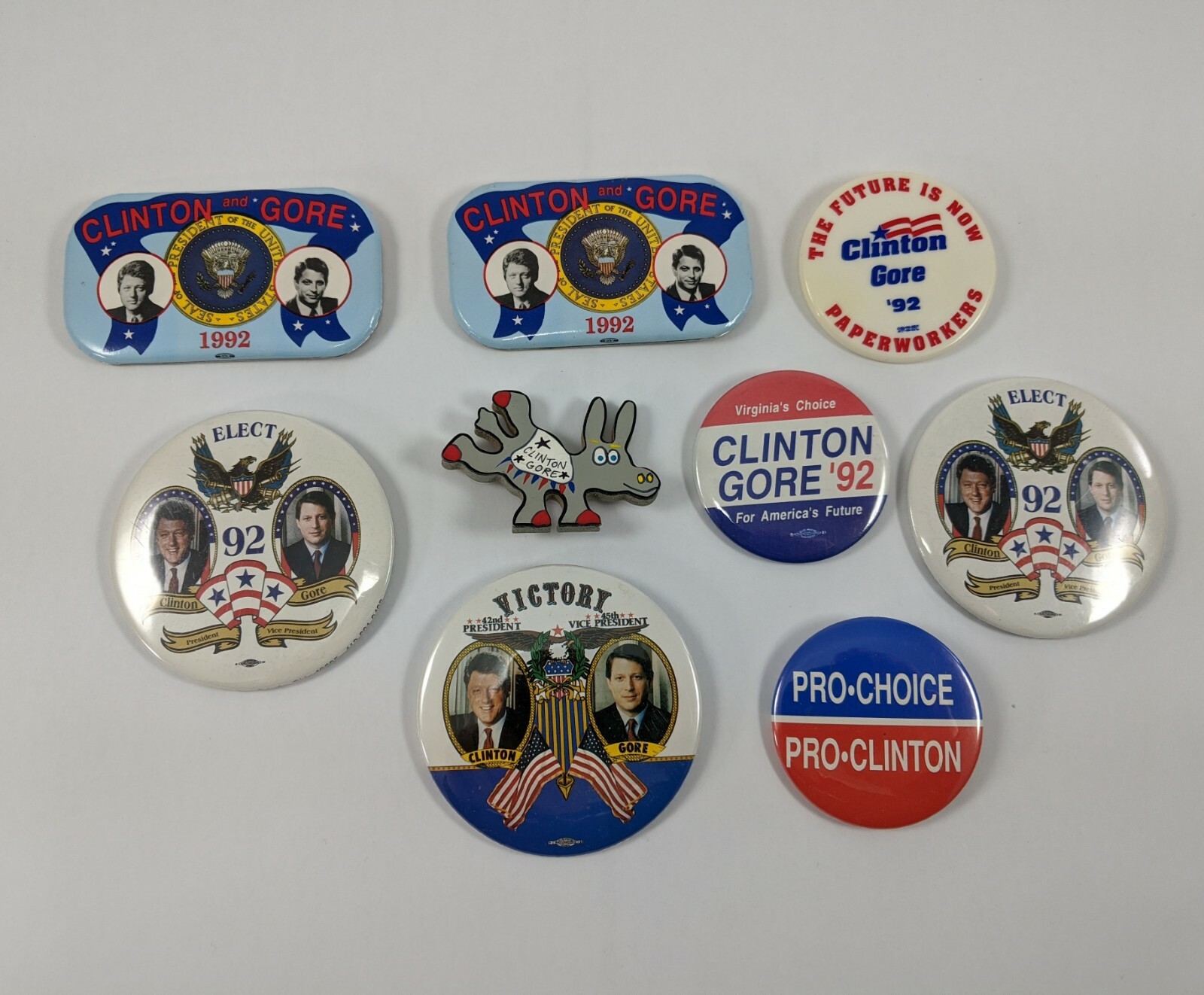 1992-1996 Clinton/Gore Presidential Campaign Buttons & License Plate ...