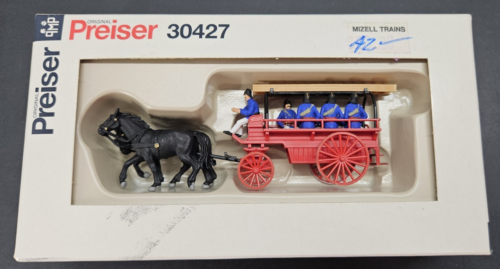 New Preiser (Germany) HO Scale Horse Drawn Fire Wagon w/ 8 Fireman ...