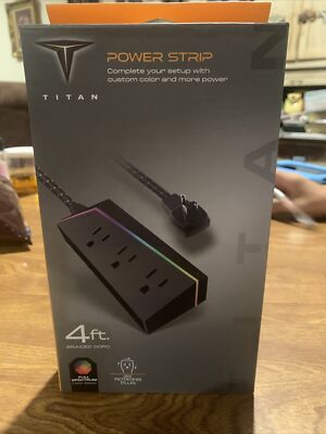 Titan 3 Outlet Power Strip Plug Surge Protector 4ft Extension Cord LED ...