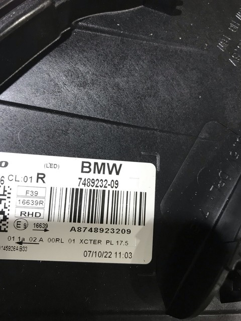 2018 BMW X2 O/S Drivers Right Front Headlight Headlamp 63117489232 2017 ...