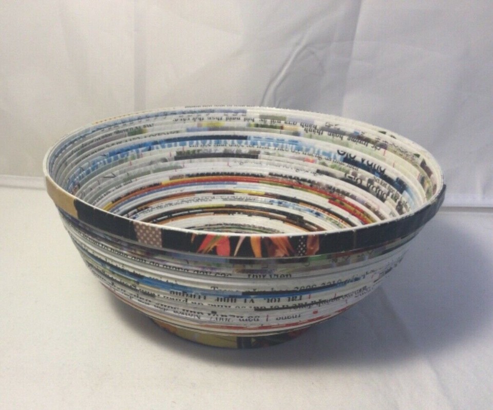 Recycled Paper Bowl Magazine Colorful 2.5” x 5.5” Sturdy & Fun Trinkets ...