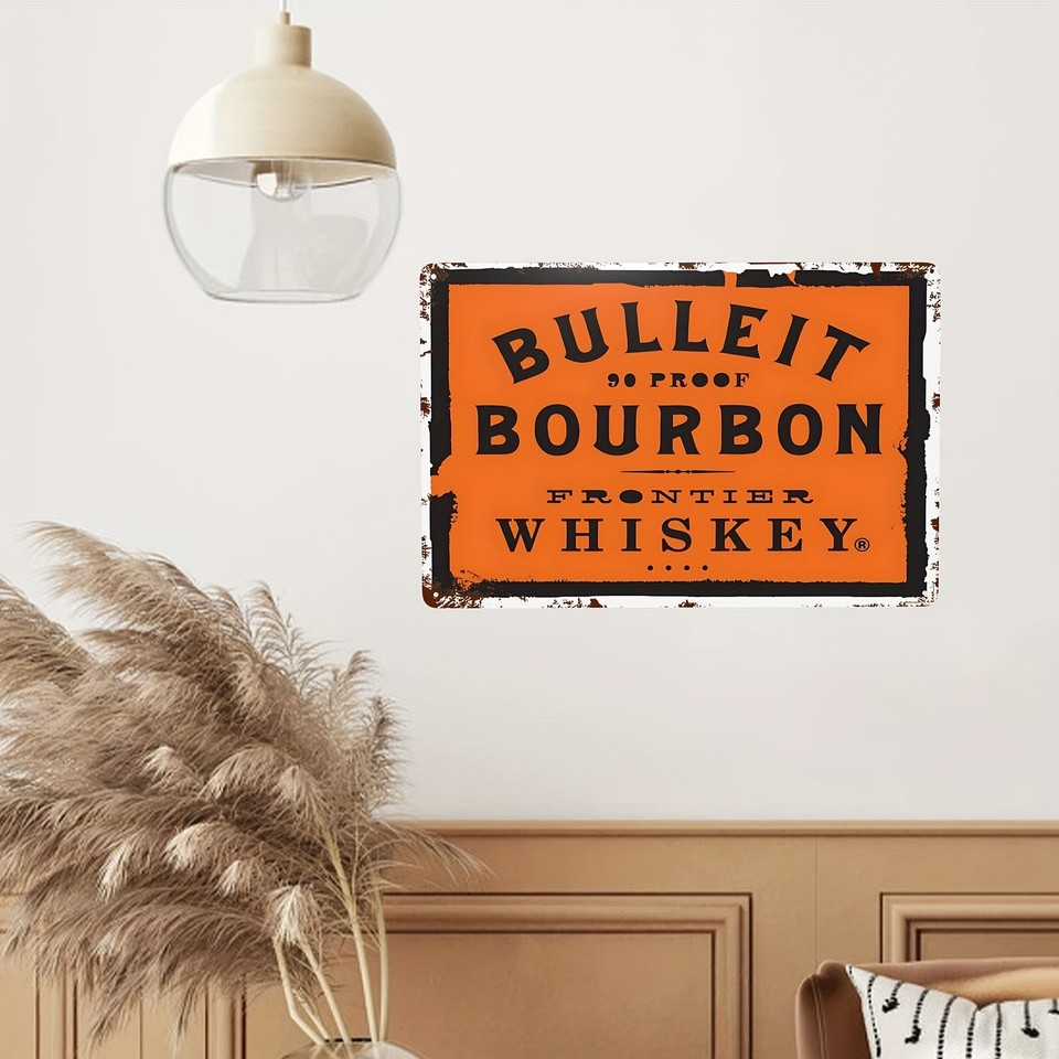 Vintage Bulleit Bourbon Tin Sign - 90 Proof Frontier Whiskey Bar/Man ...
