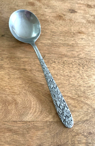 1 Round Gumbo Soup Spoon Narcissus National Silver Silverplate Floral ...