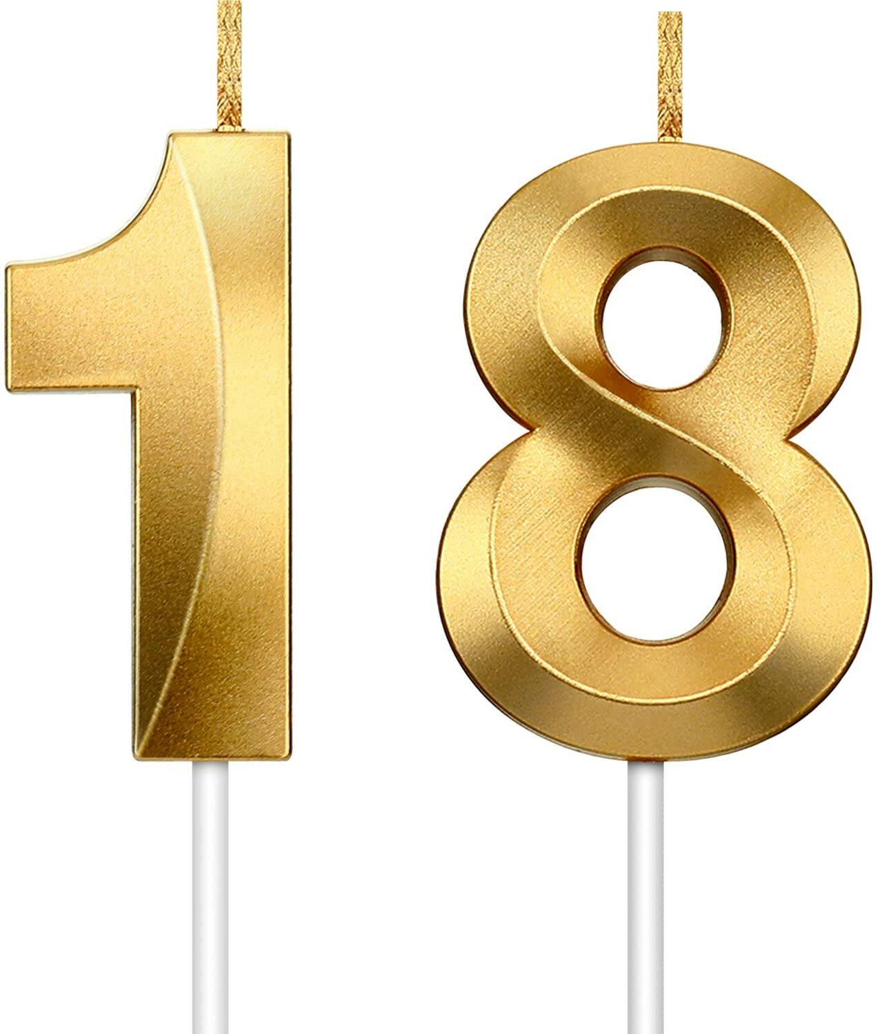 Birthday Candle Gold Number 18 BIG 13cm 18th Party Cake Decoration ...