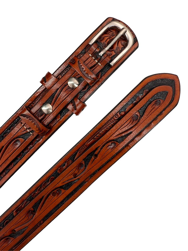 Ranger Western Belt Cowboy Rodeo Full Grain Leather Hand Tooled With ...