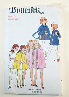 Butterick 6065 vintage sewing pattern uncut Childrens Girls Dress Cape ...