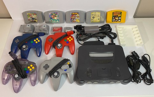 Nintendo 64 N64 Console Bundle - 5 Games, 4 OEM controllers ...