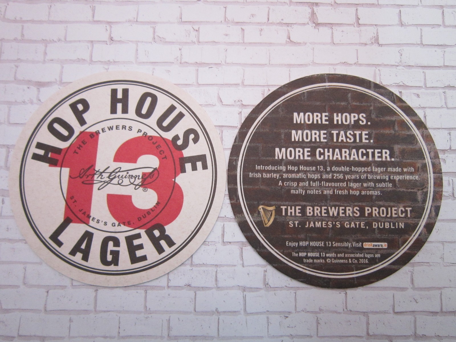 Beer Coaster ~ ~ Arth GUINNESS Hop House Lager St James Gate Brewers ...