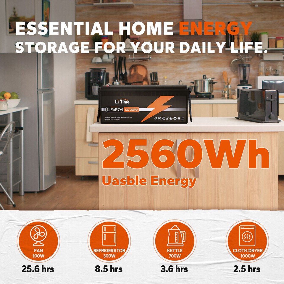 LiTime 12V 165Ah 300Ah 460Ah LiFePO4 Lithium Battery for RV Off-Grid ...