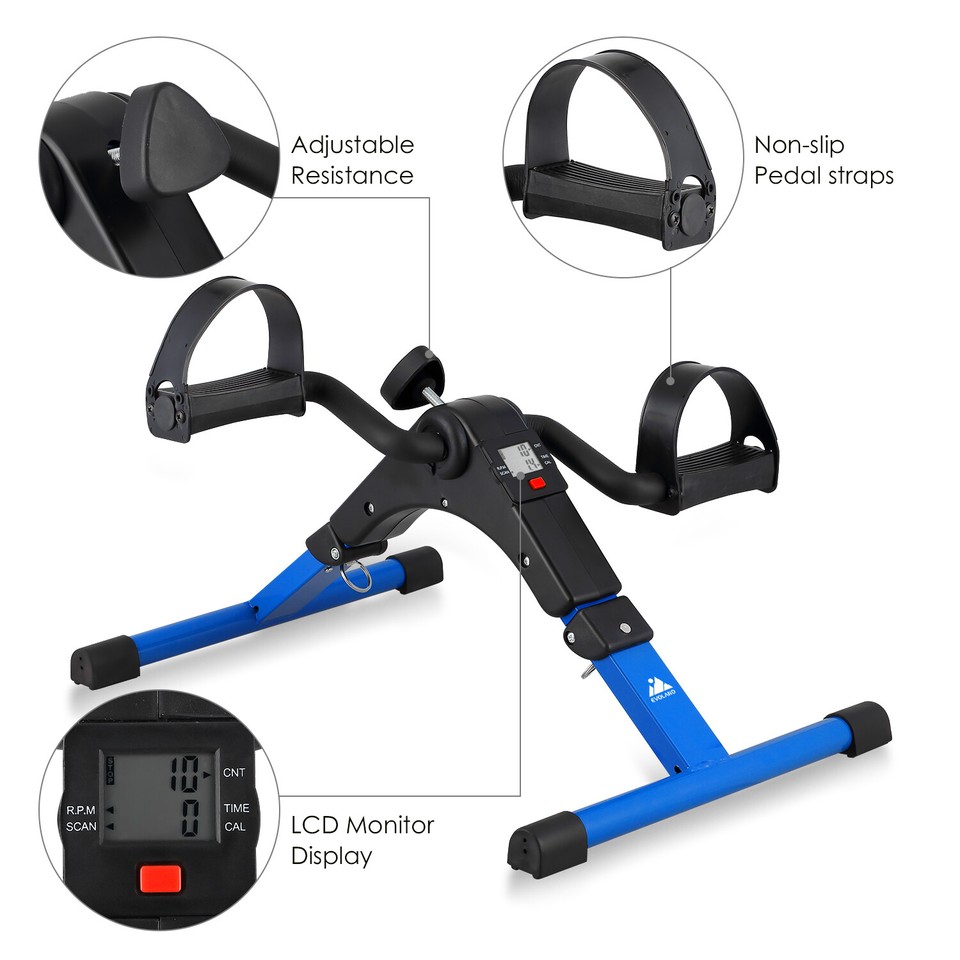 Foldable Mini Exercise Bike Portable Under Desk Arm & Leg Pedal Trainer ...
