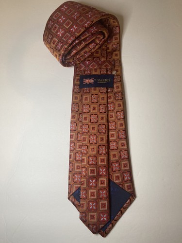 T. HARRIS London Men's 100% Silk Necktie Geometric orange red | eBay
